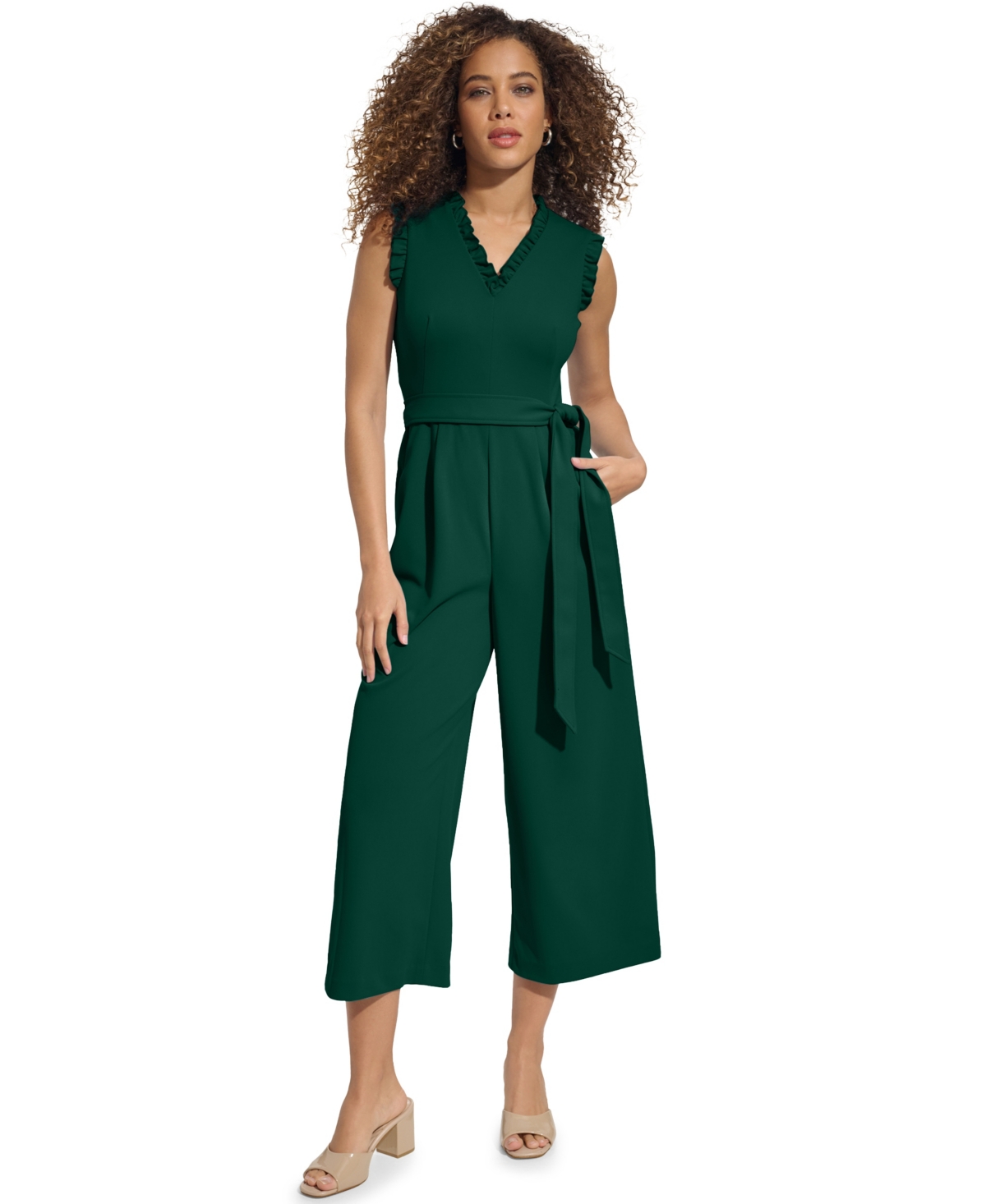 Click here for Calvin Klein Womens V-Neck Self-Belt Waist Sleevel... prices