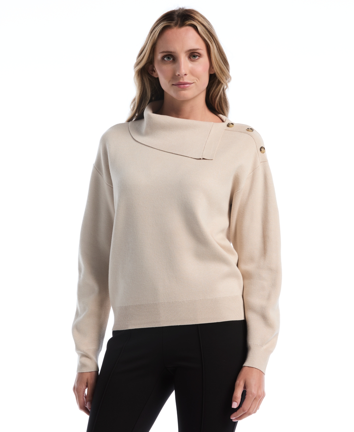 Click here for Rafaella Petite Split-Neck Long-Sleeve Pullover Sw... prices