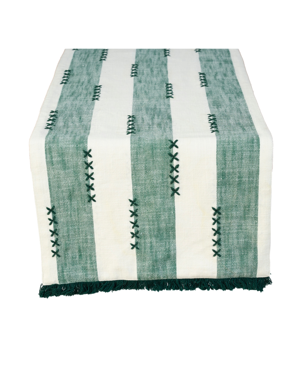 Click here for Tableau Stripe Embroidered runner 72 Runner - Gree... prices