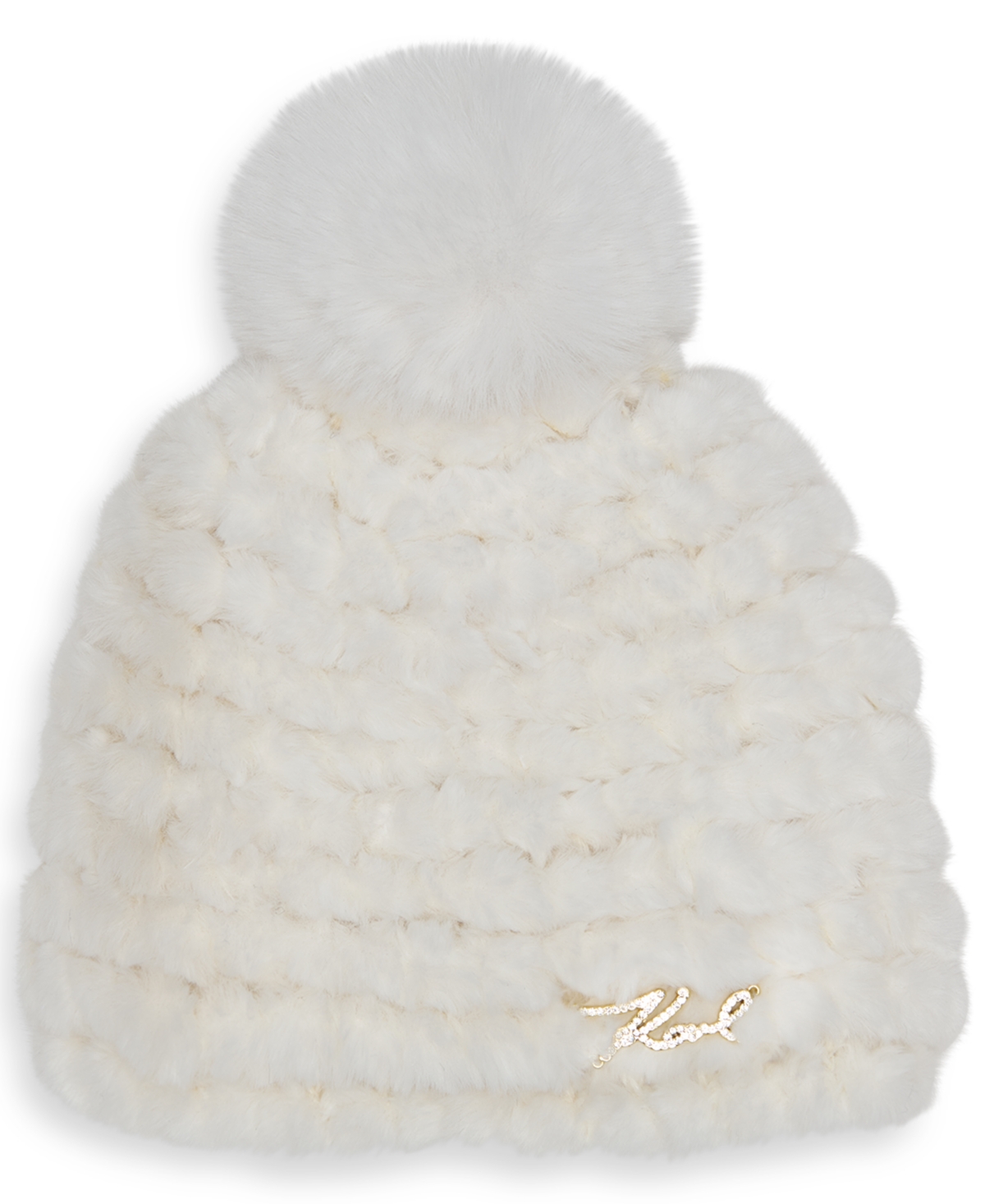 Click here for Karl Lagerfeld Paris Faux-Fur Pom Logo Hardware Ha... prices