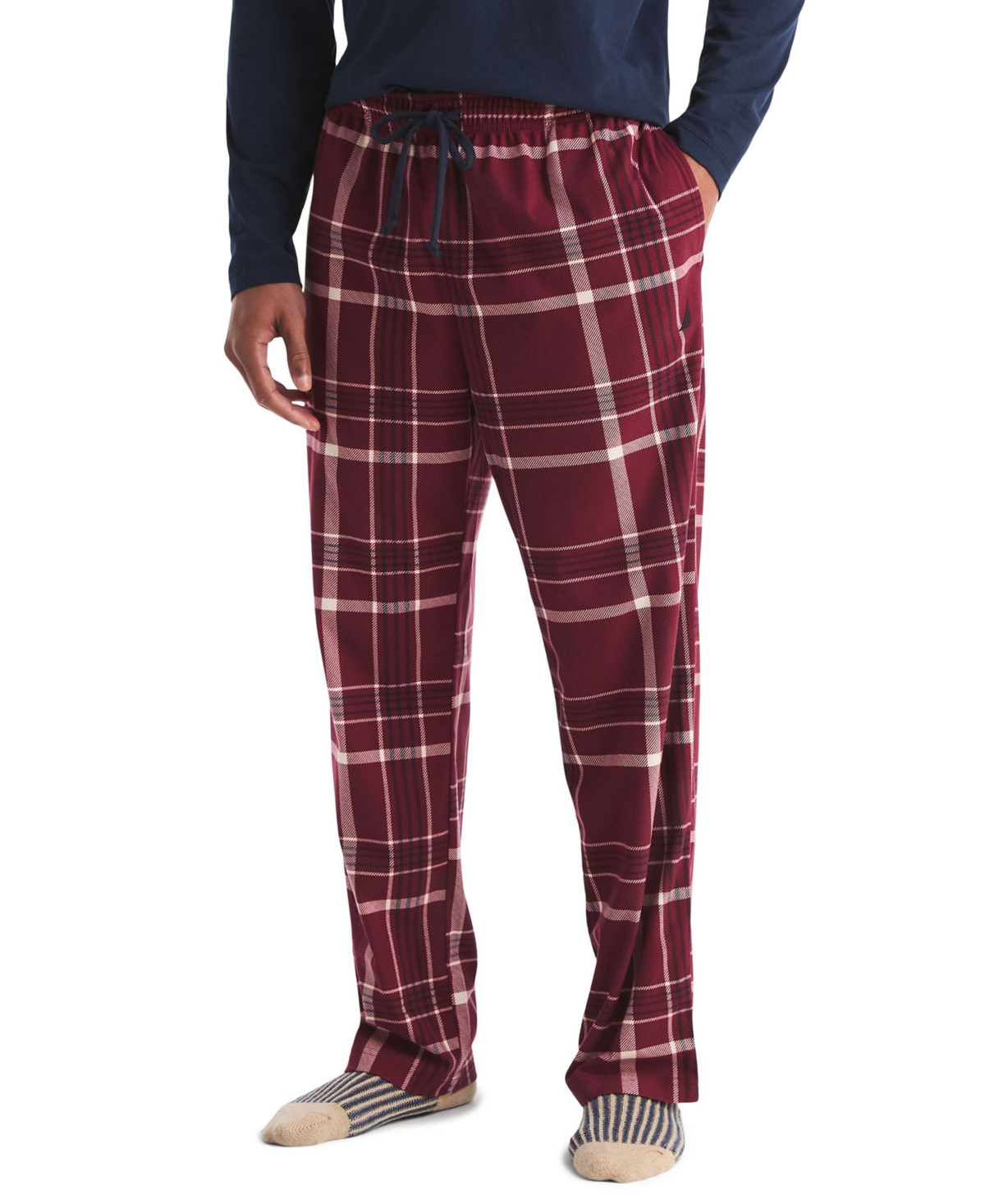Click here for Nautica Mens Cozy Open Bottom Plaid Fleece Relaxed... prices