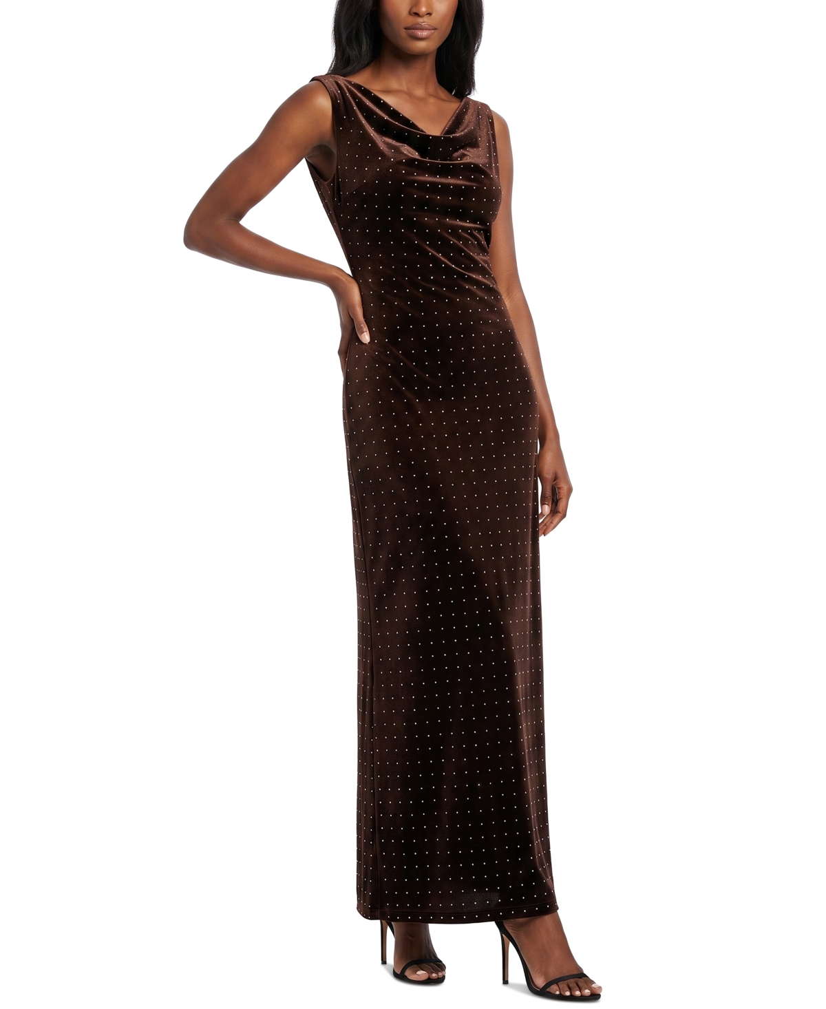 Click here for Taylor Womens Sleeveless Velvet Cowl Neck Dress -... prices