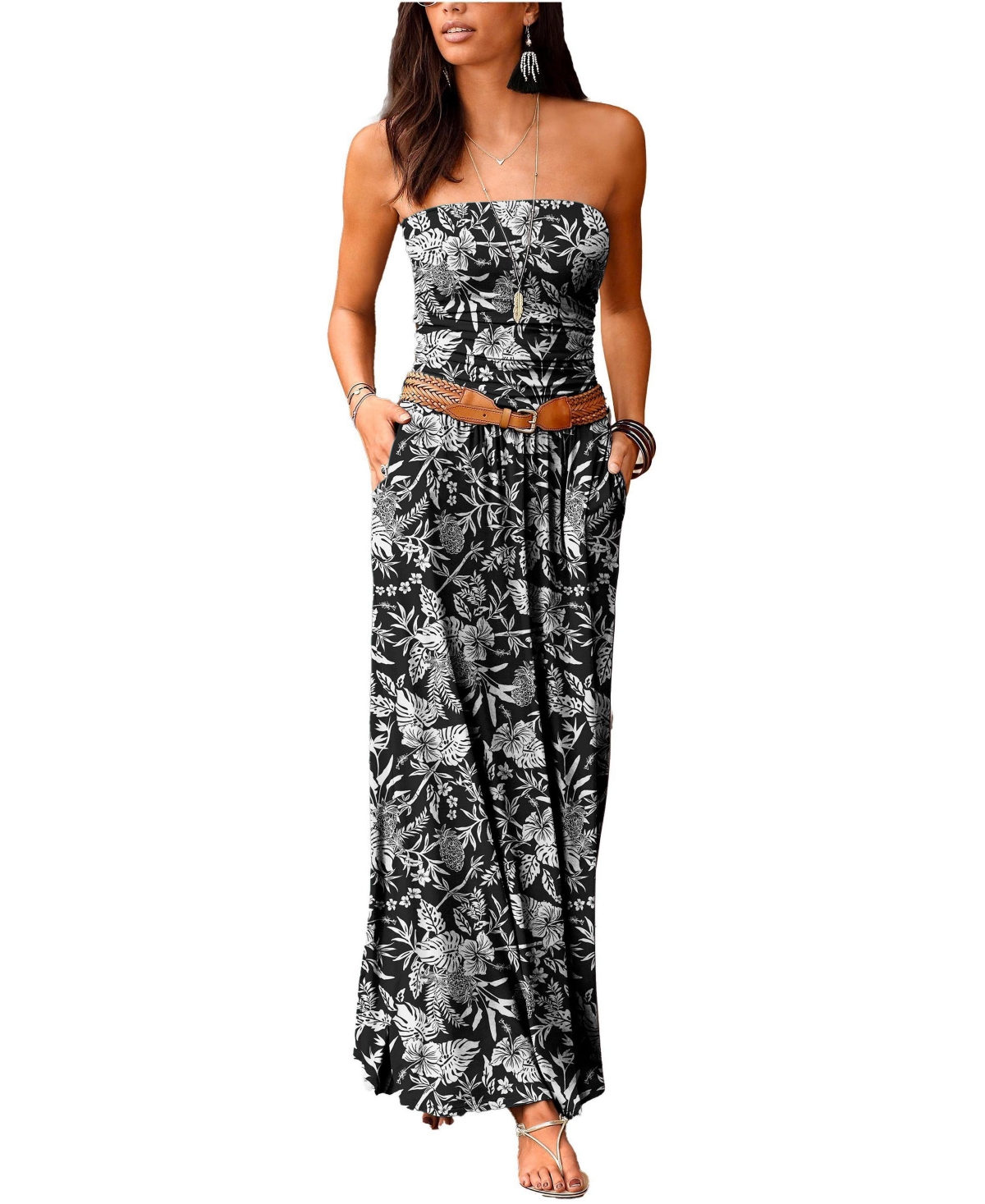 Click here for Lascana Womens Strapless Ruched Maxi Dress - Black... prices