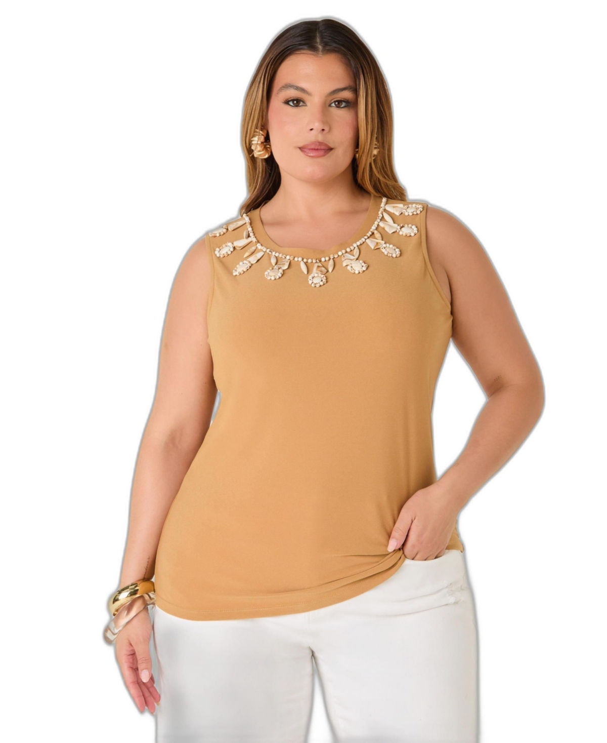 Click here for Ashley Stewart Womens Marbled Bead Stretch-Crepe C... prices