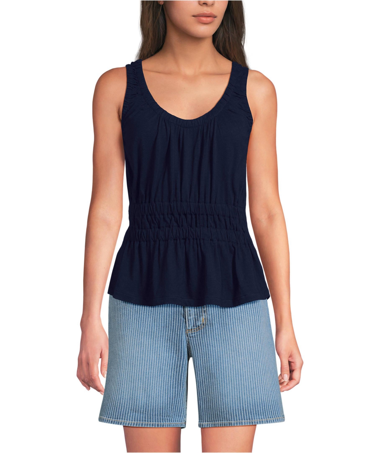 Click here for Lands End Womens Slub Rouched Tank Top - Radiant n... prices