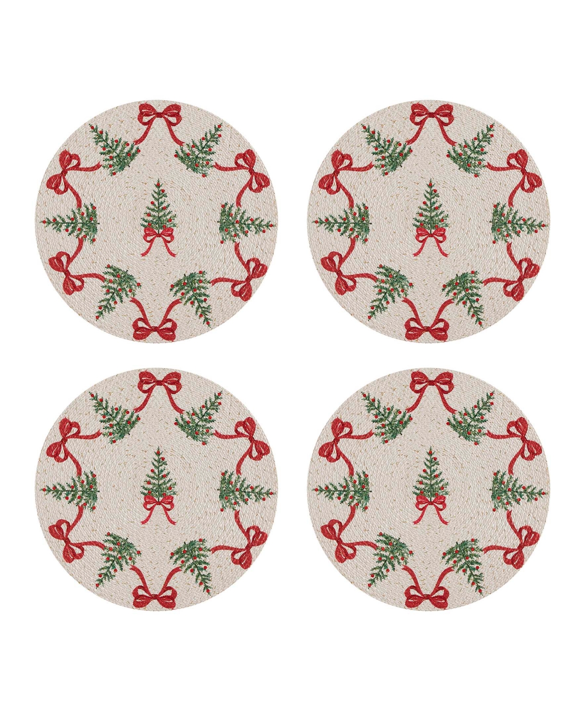 Click here for Avanti Bows Trees Woven Braided Round Placemats  S... prices