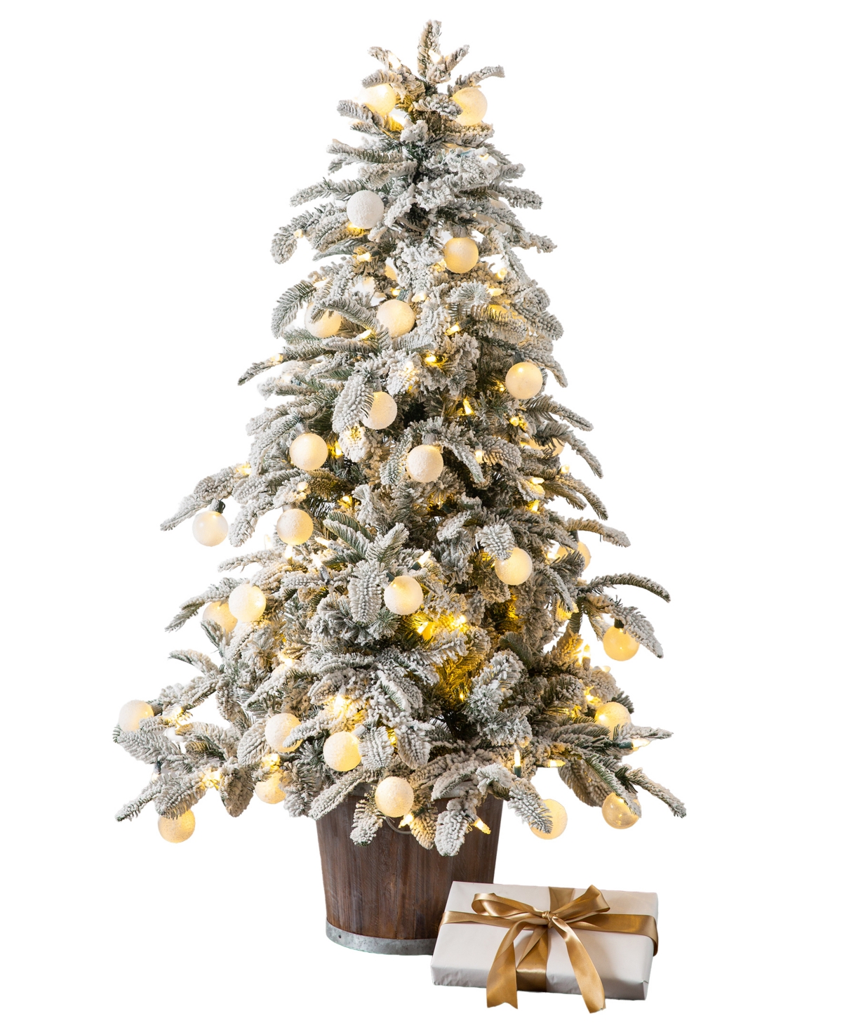 Click here for Balsam Hill 4.5 ft Snow Flurry Pre-Lit Potted Tree... prices