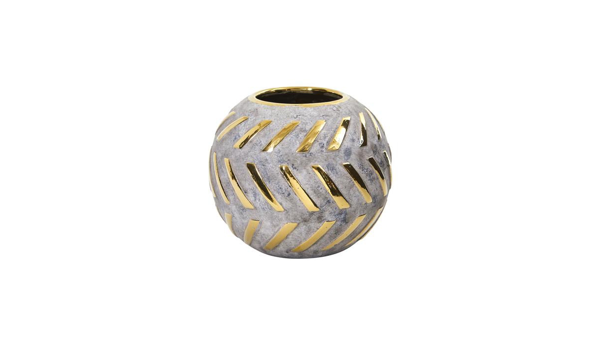 Click here for Slickblue Regal Round Stone Vase with Gold Accents... prices