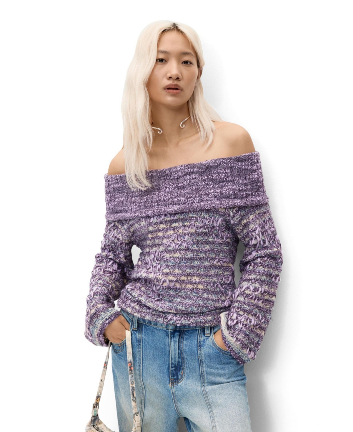 Click here for Desigual Womens Fine knit sweater - Purple prices