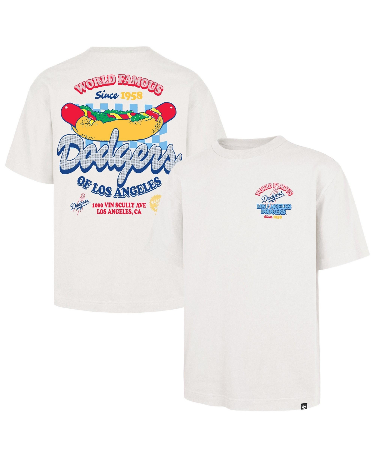 Click here for 47 Brand Mens Cream Los Angeles Dodgers Glizzy T-S... prices