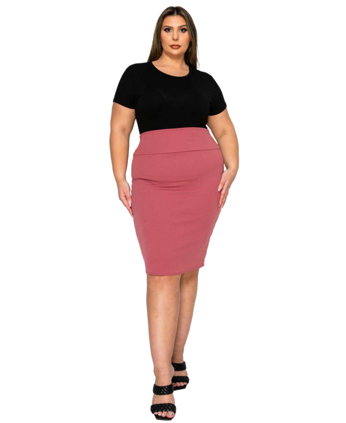 Click here for L I V D Plus Size Molly Pencil Skirt - Marsala prices