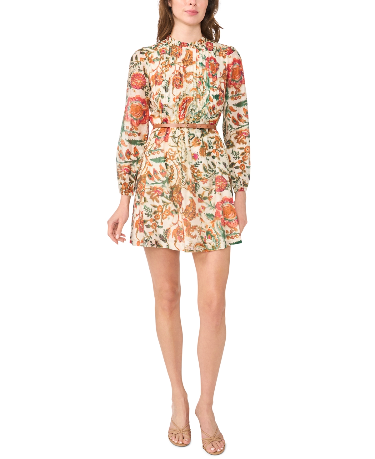 Click here for Msk Petites Ruffle Mock Neck Floral-Print Long-Sle... prices