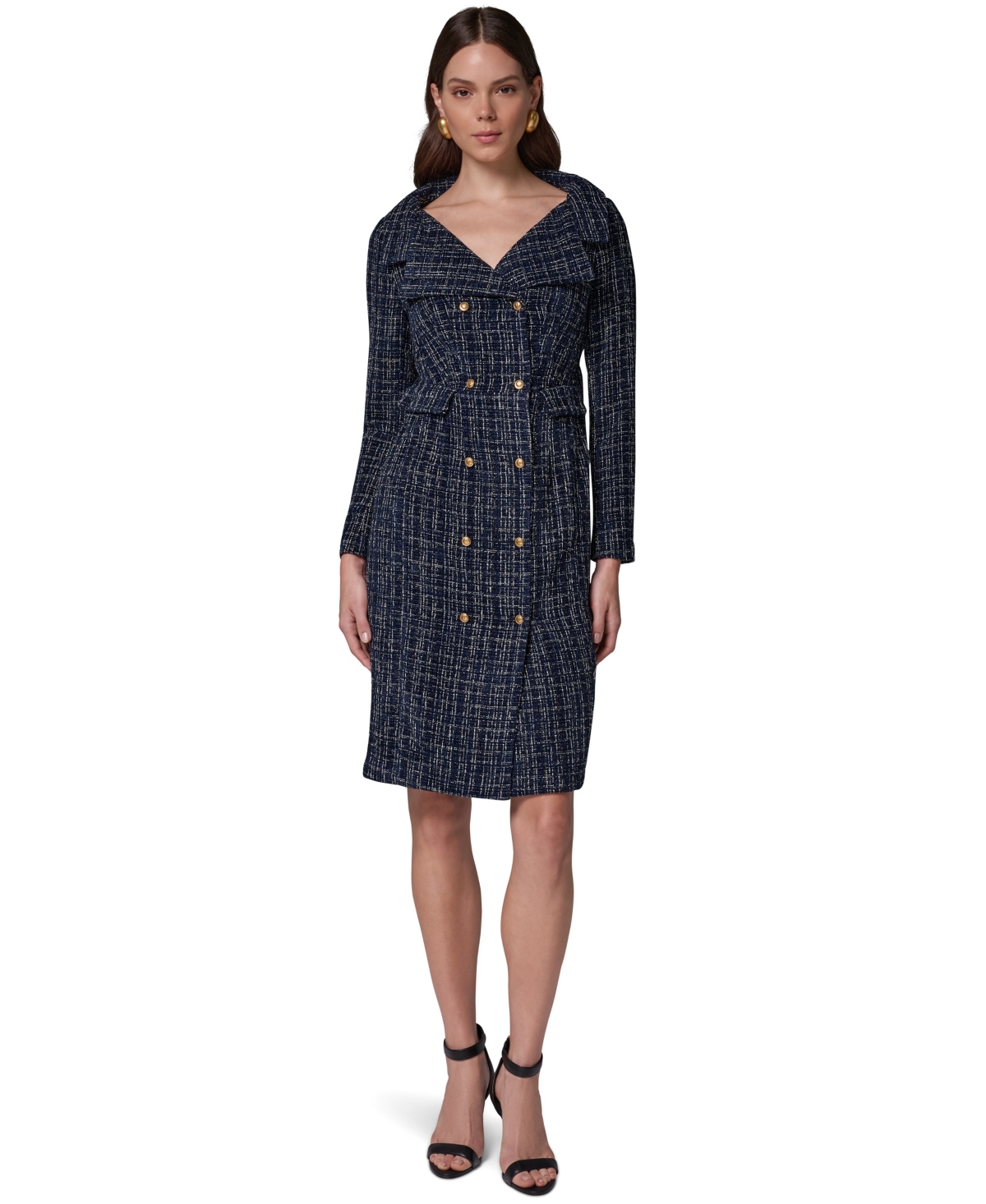 Click here for Donna Karan New York Womens Long-Sleeve Tweed Doub... prices