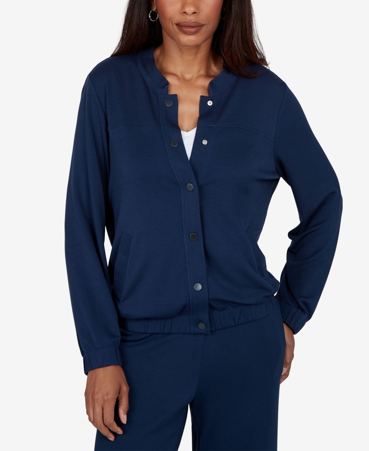 Click here for Alfred Dunner Petite Mandarin-Collar Bomber Jacket... prices
