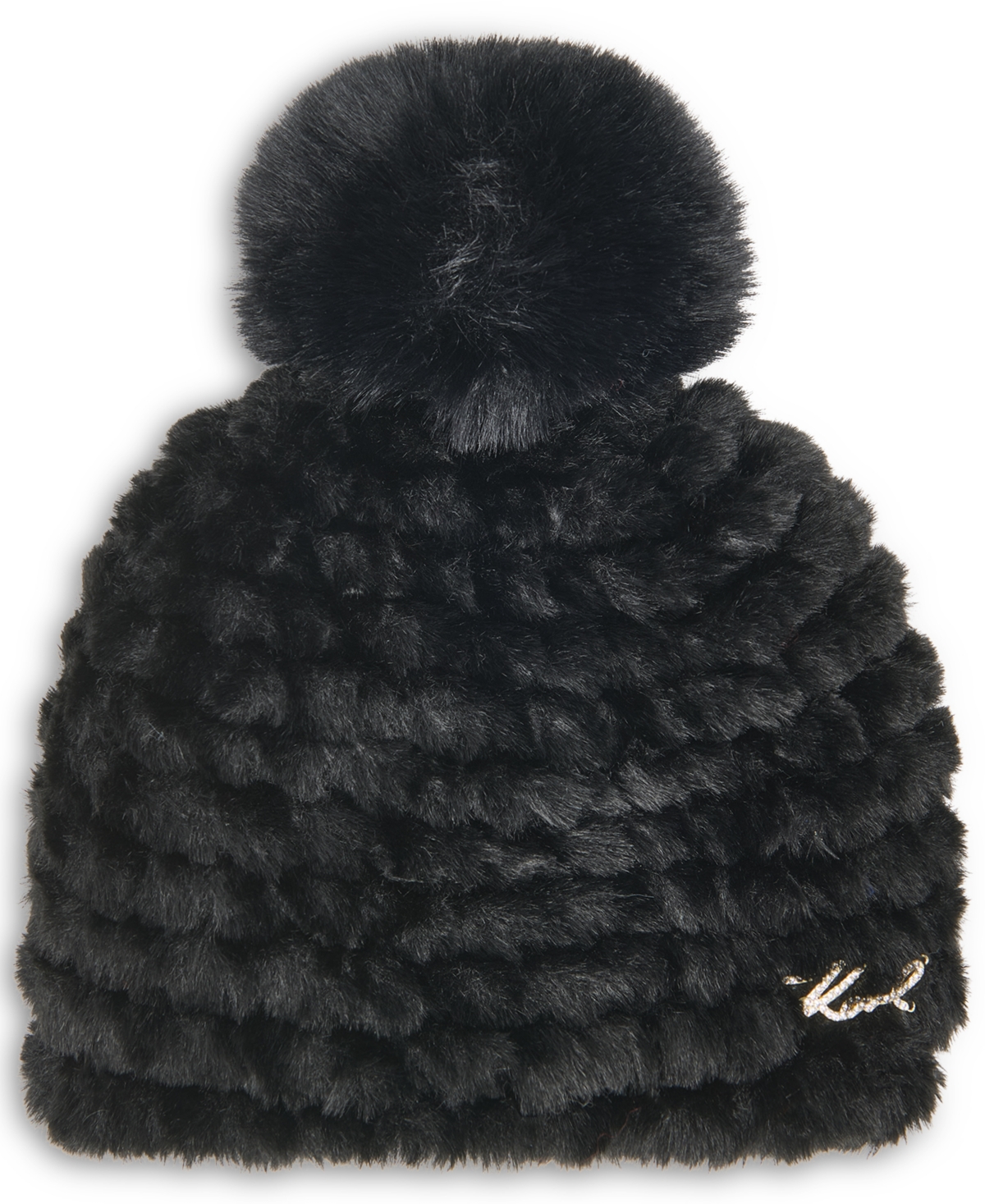 Click here for Karl Lagerfeld Paris Faux-Fur Pom Logo Hardware Ha... prices