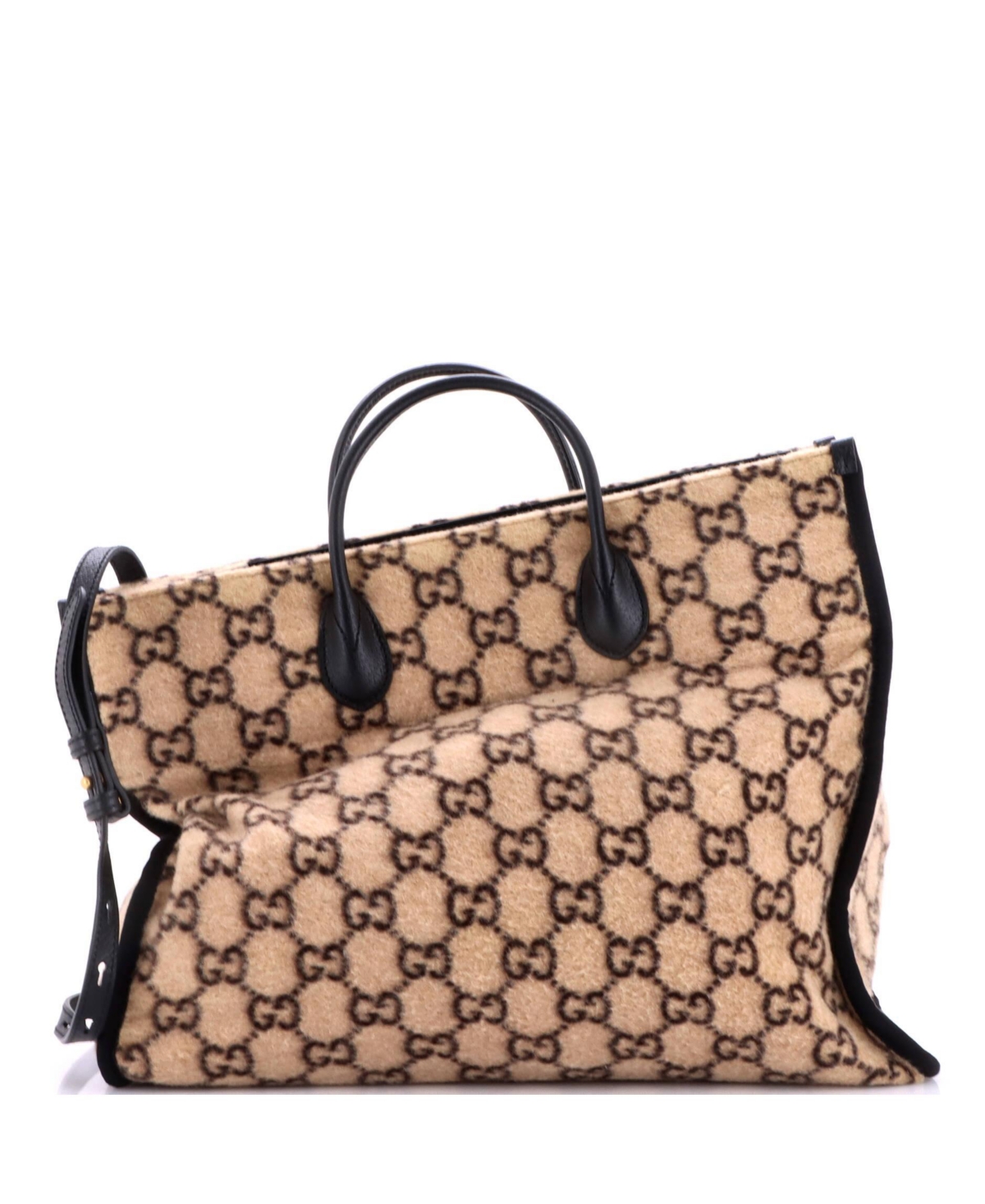 Click here for Pre-Owned Gucci Large Shopping Tote Gg Wool - Natu... prices
