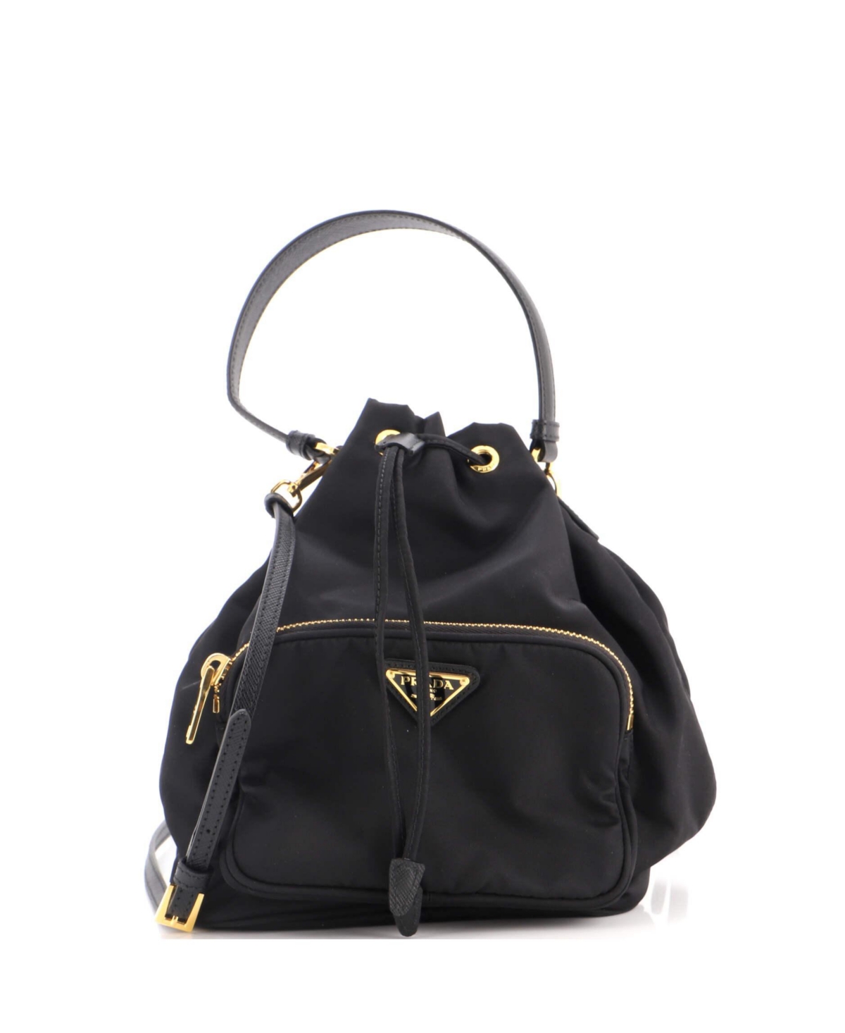 Click here for Pre-Owned Prada Small Drawstring Bucket Bag Tessut... prices