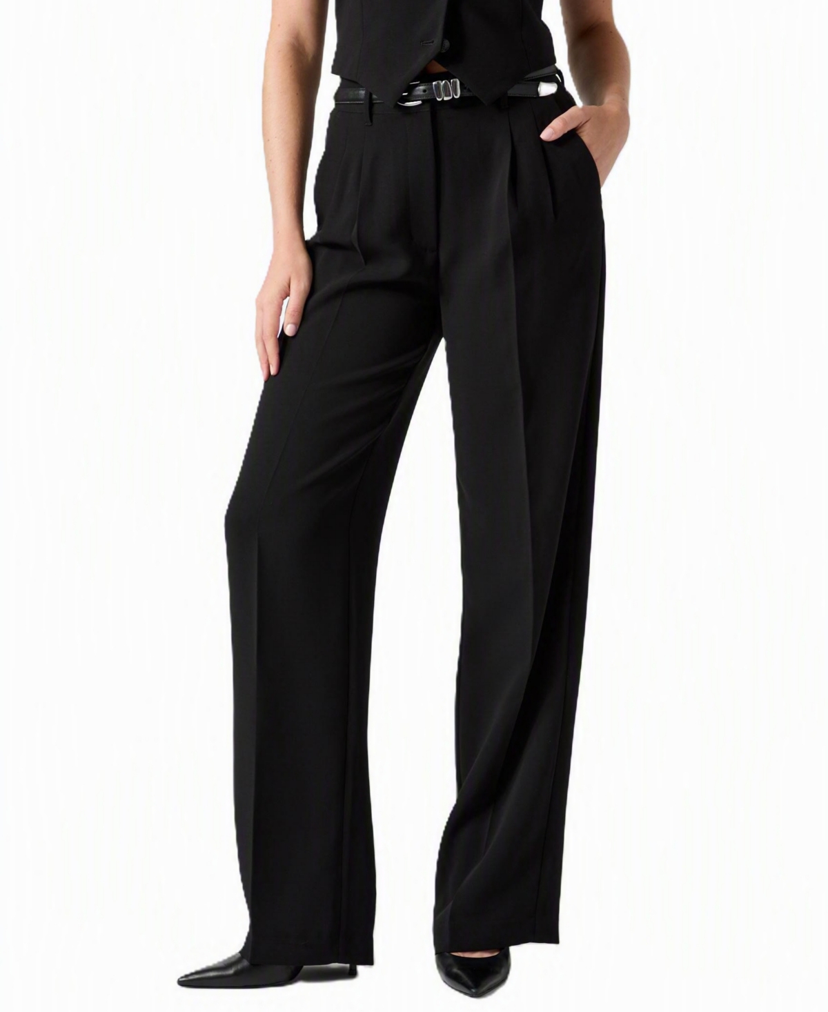 Click here for Guess Womens Theoline Perfect Pant Wide-Leg High-R... prices