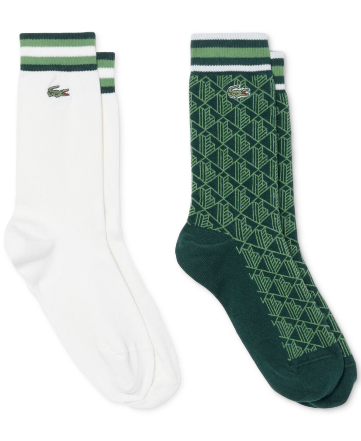 Click here for Lacoste Mens Ribbed Crew Socks  2-Pack - Sinople/L... prices