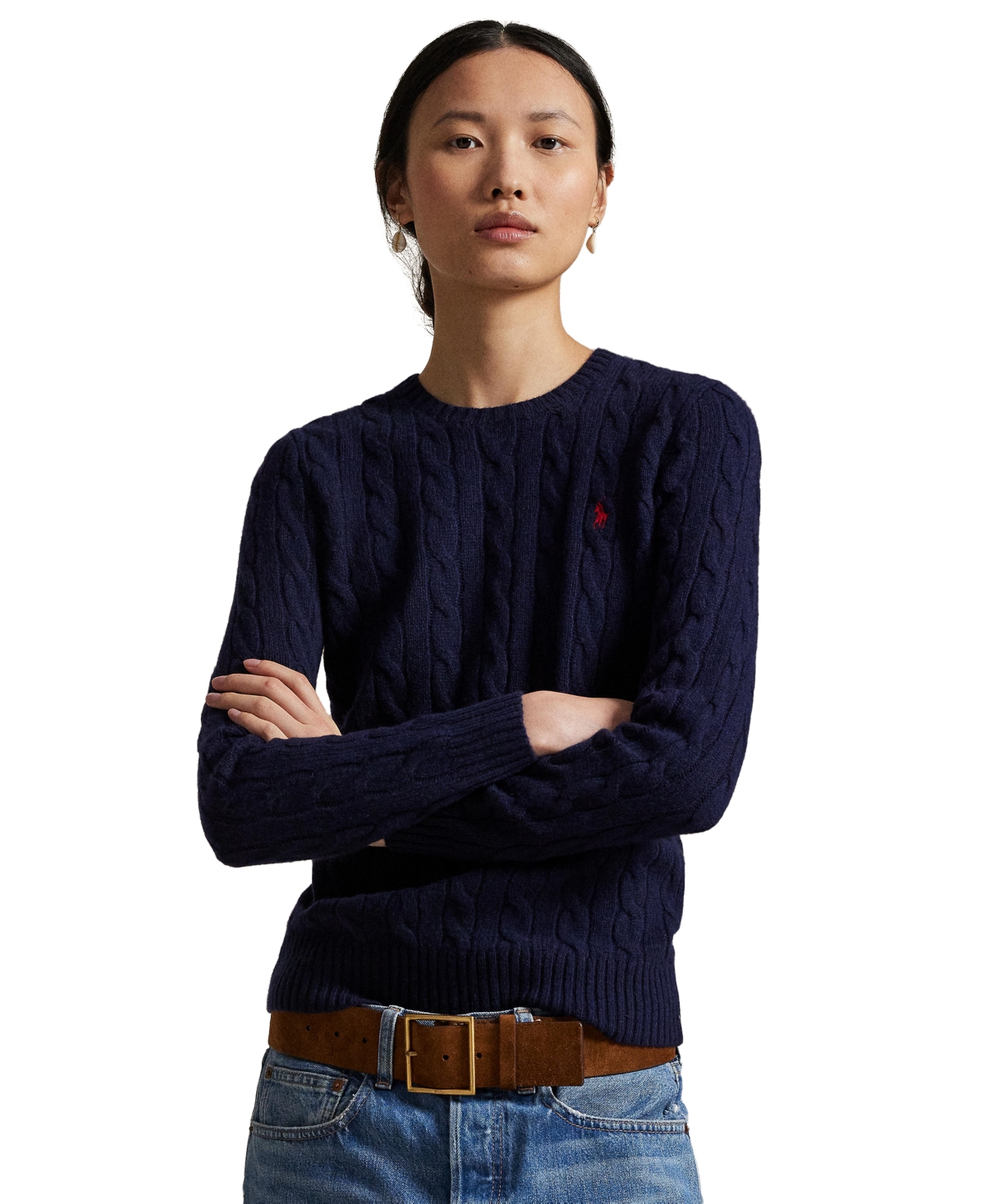 Click here for Polo Ralph Lauren Womens Cable Wool-Cashmere Crewn... prices