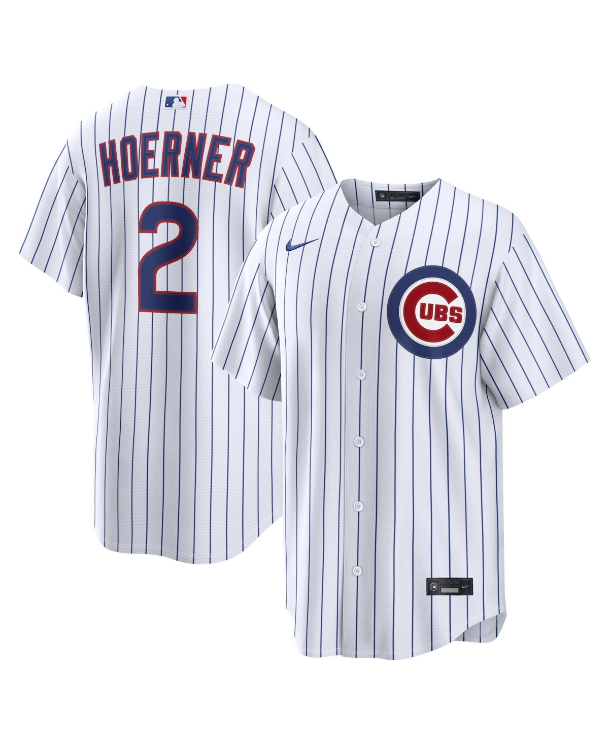 Click here for Nike Mens Nico Hoerner White Chicago Cubs Home Rep... prices