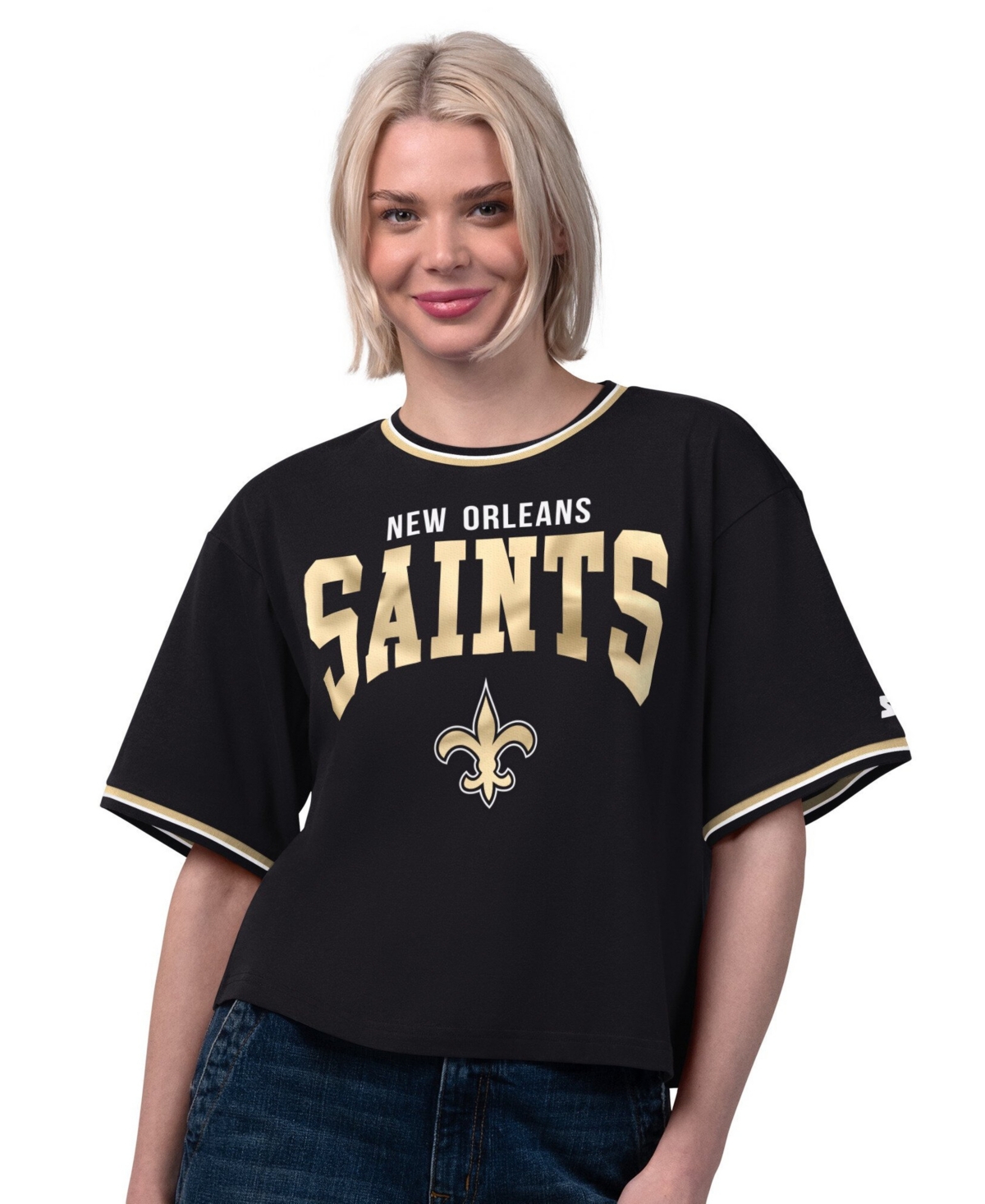 Click here for Starter Womens Black New Orleans Saints Ace Croppe... prices