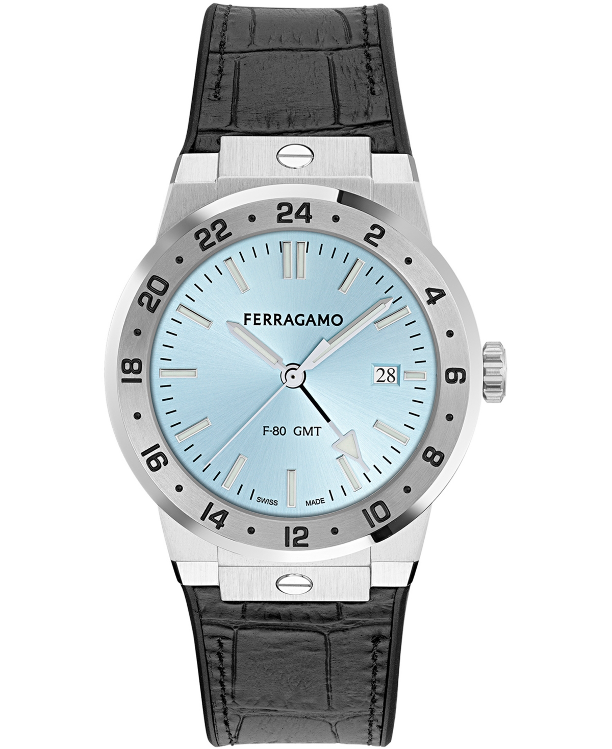 Click here for Ferragamo Mens Silver Stainless Steel Leather Stra... prices