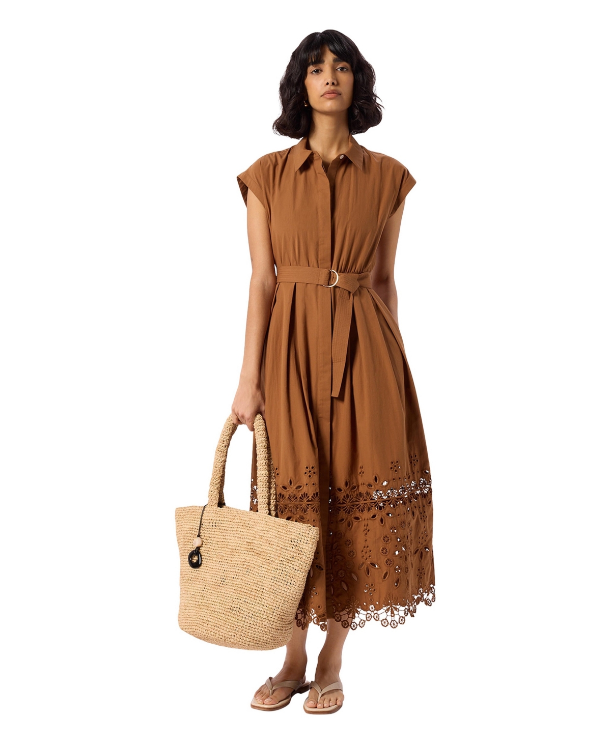 Click here for Whistles Womens Cotton Broderie Shirt Dress - Came... prices