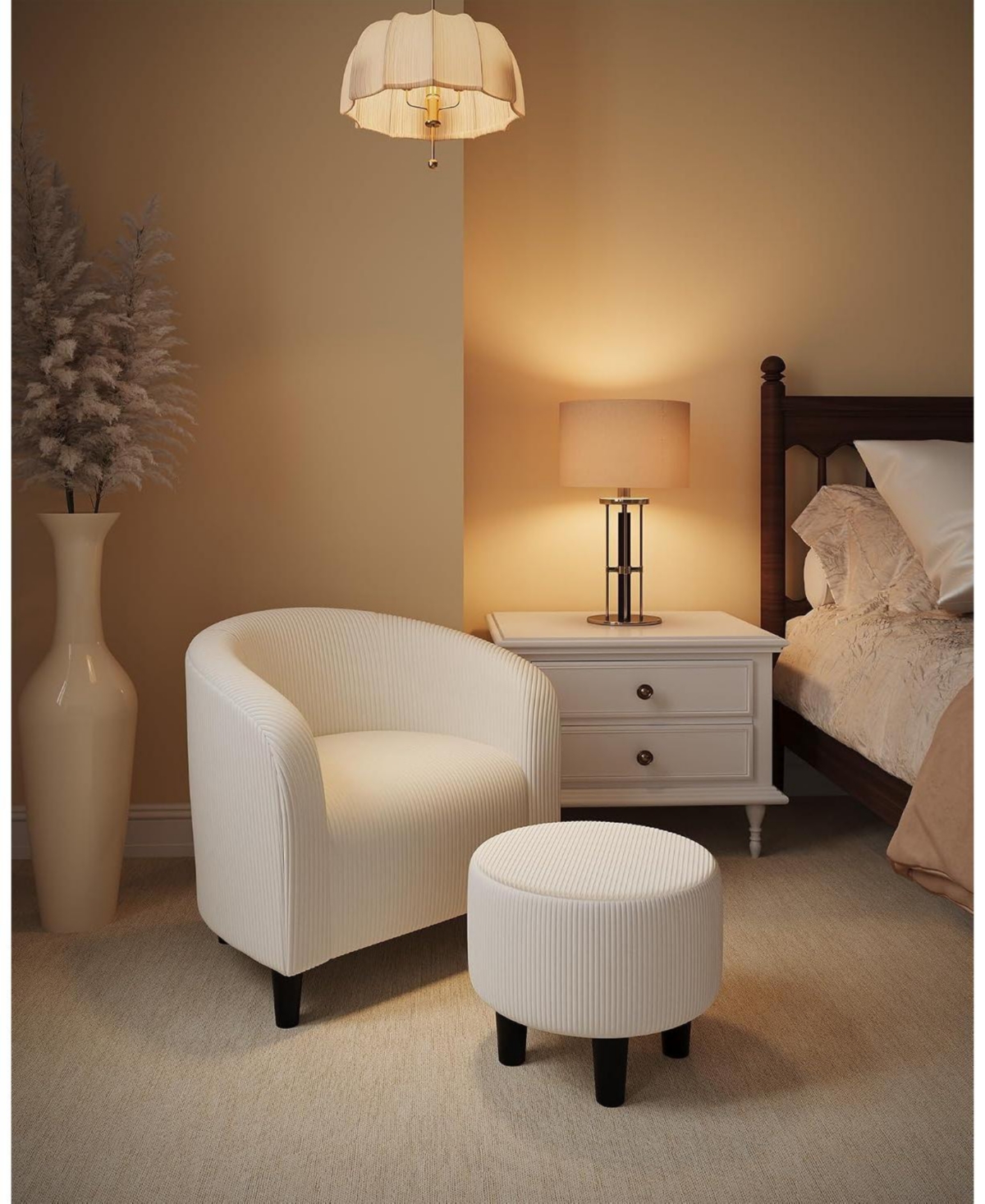 Click here for gaomon Corduroy Barrel Sofa Chair  Accent Chair wi... prices