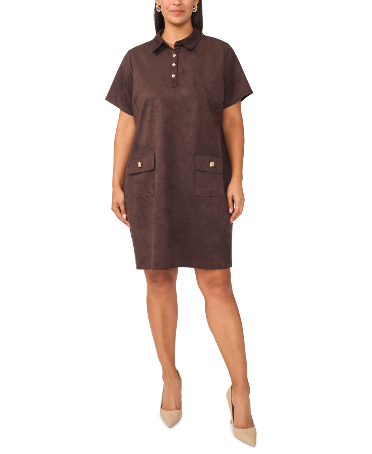 Click here for Msk Plus Size Scuba Crepe Collared Shift Dress - D... prices
