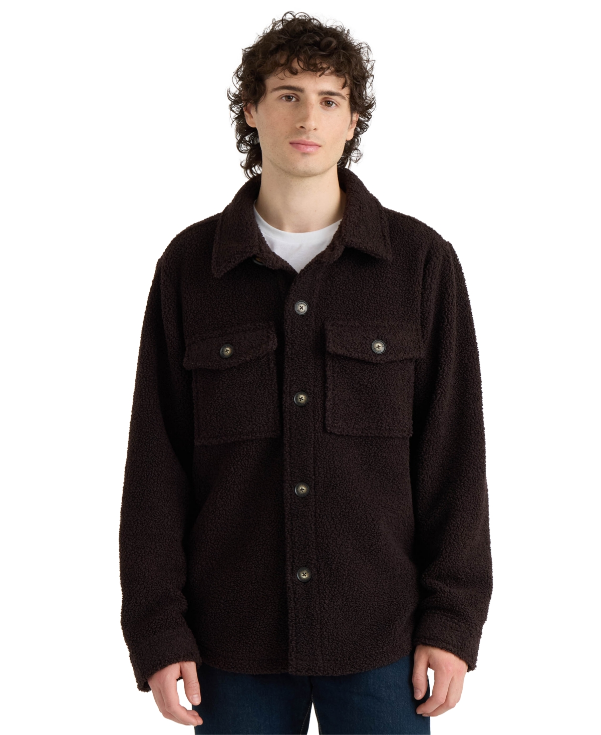 Click here for Hunter Mens Adam Sherpa Button-Front Shirt Jacket... prices
