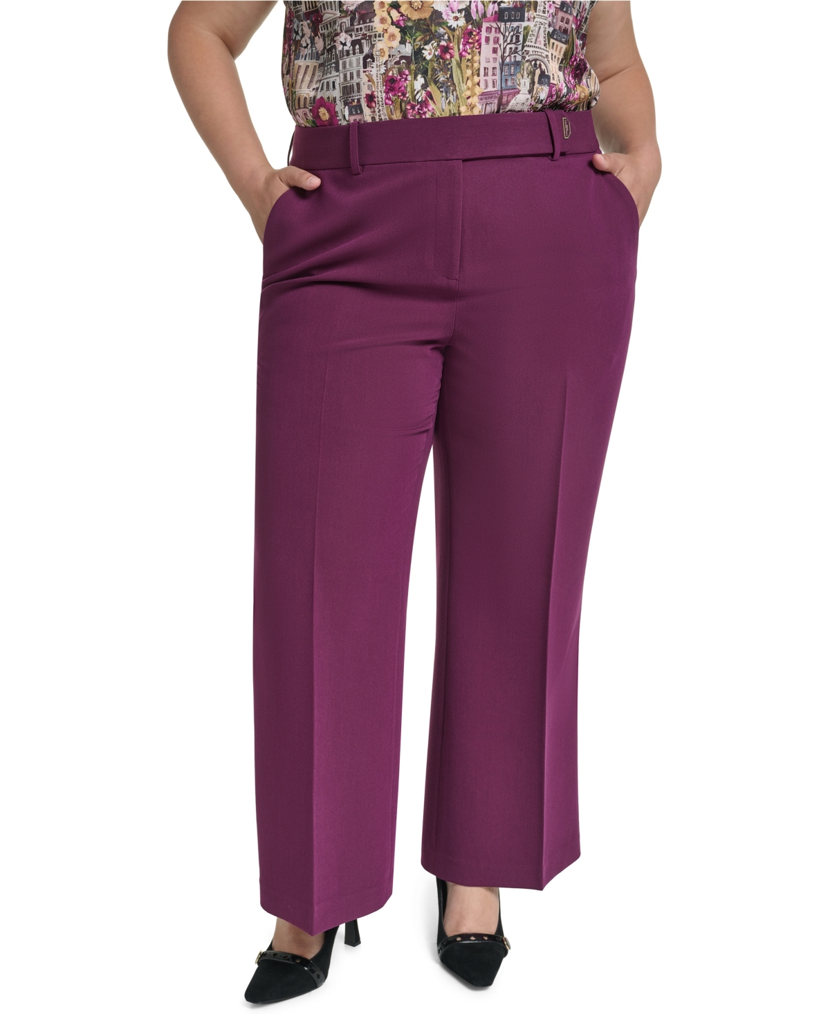 Click here for Karl Lagerfeld Paris Plus Size Woven Wide-Leg Pant... prices