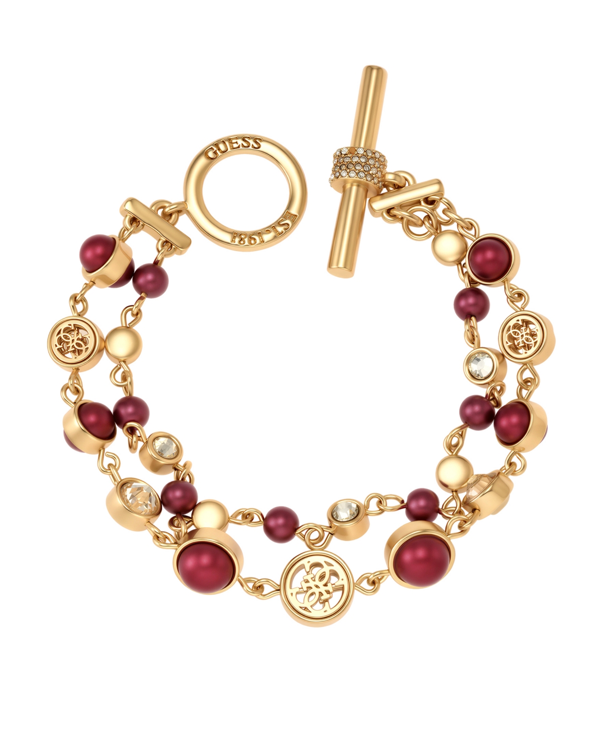 Click here for Guess Gold-Tone Imitation Pearl & Crystal Toggle B... prices