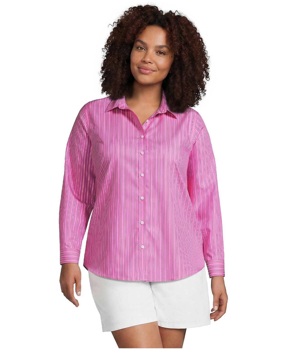 Click here for Lands End Plus Size No Iron Button Front Shirt - B... prices