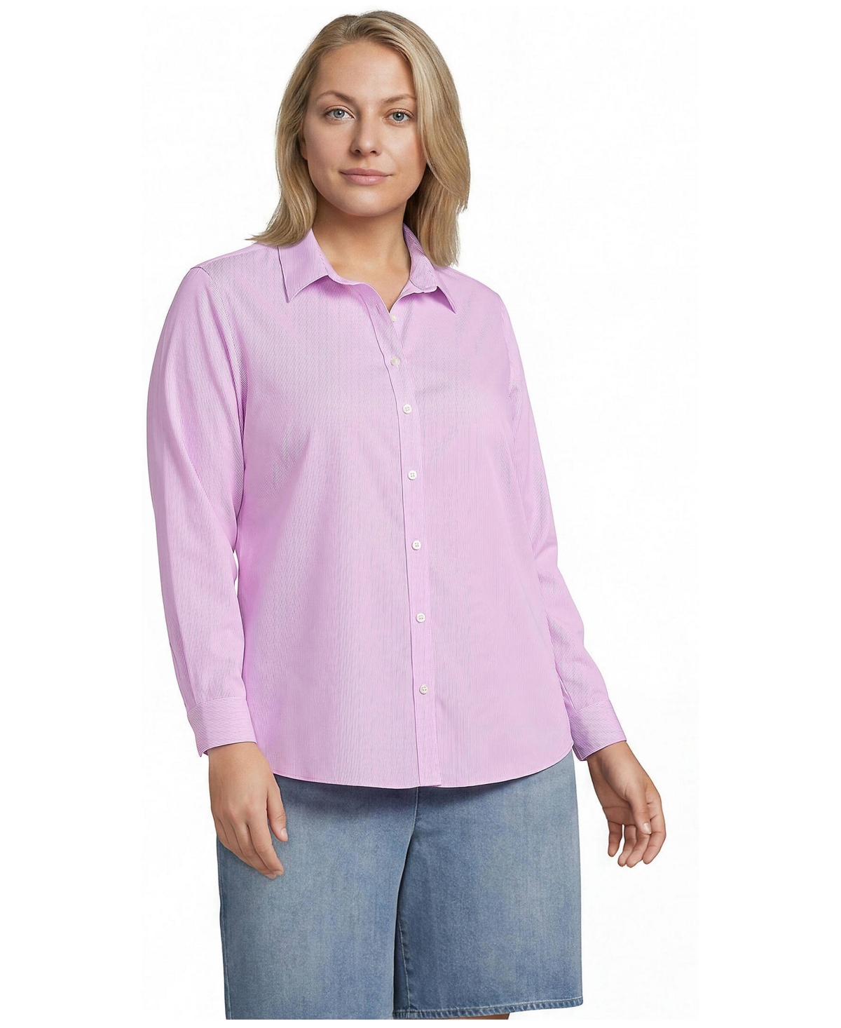 Click here for Lands End Plus Size No Iron Button Front Shirt - A... prices