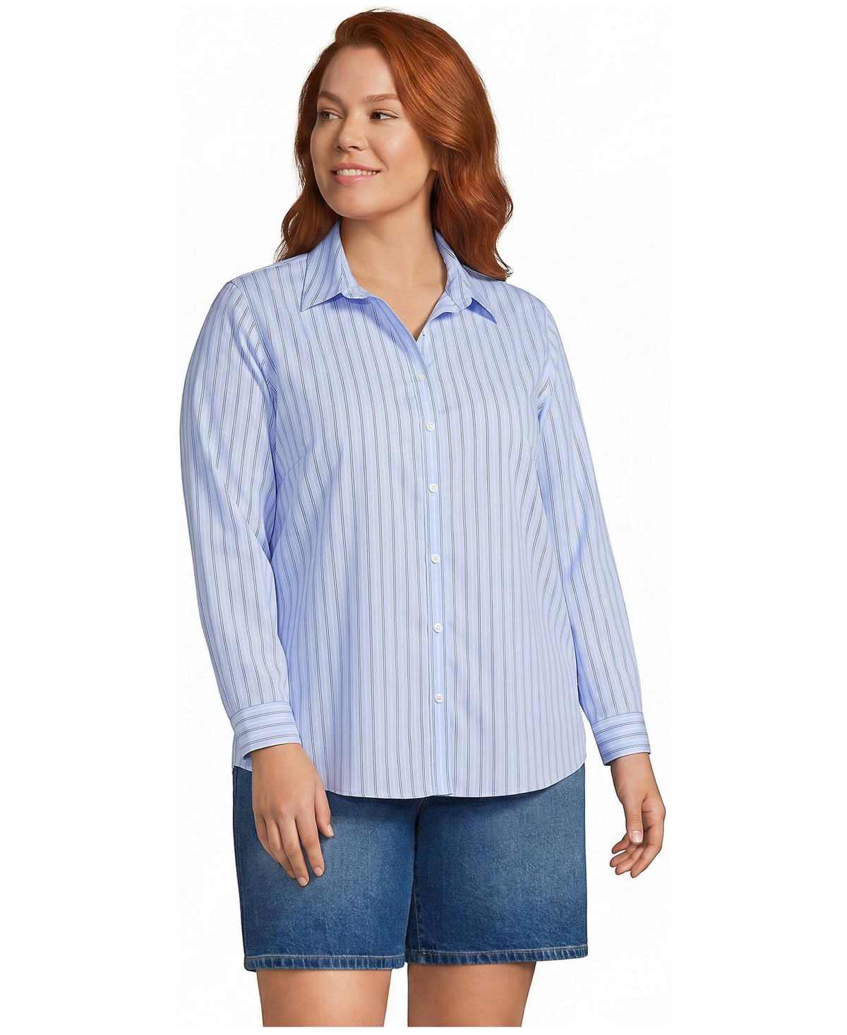 Click here for Lands End Plus Size No Iron Button Front Shirt - S... prices