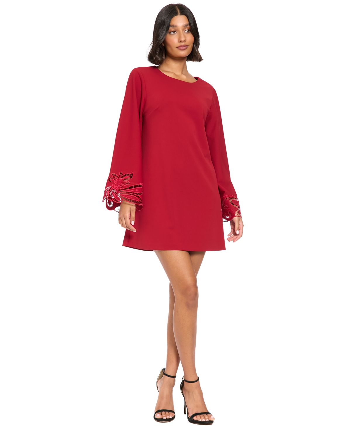 Click here for London Times Petite Lasercut Long-Sleeve Mini Shif... prices