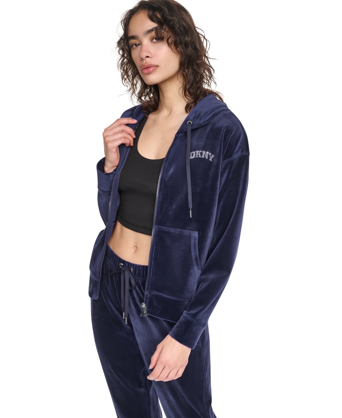 Click here for Dkny Sport Womens Velour High-Low Hem Zip Hoodie -... prices