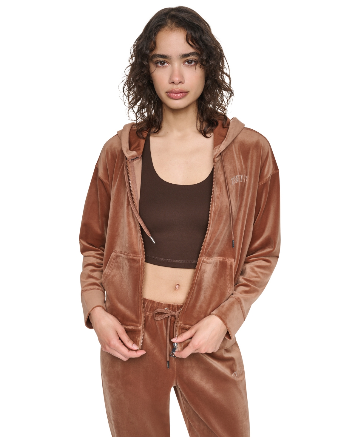 Click here for Dkny Sport Womens Velour High-Low Hem Zip Hoodie -... prices