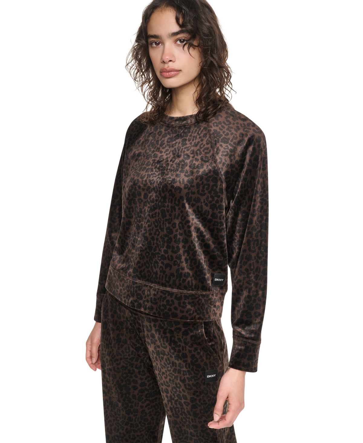 Click here for Dkny Sport Womens Leopard-Print Velour Raglan Pull... prices