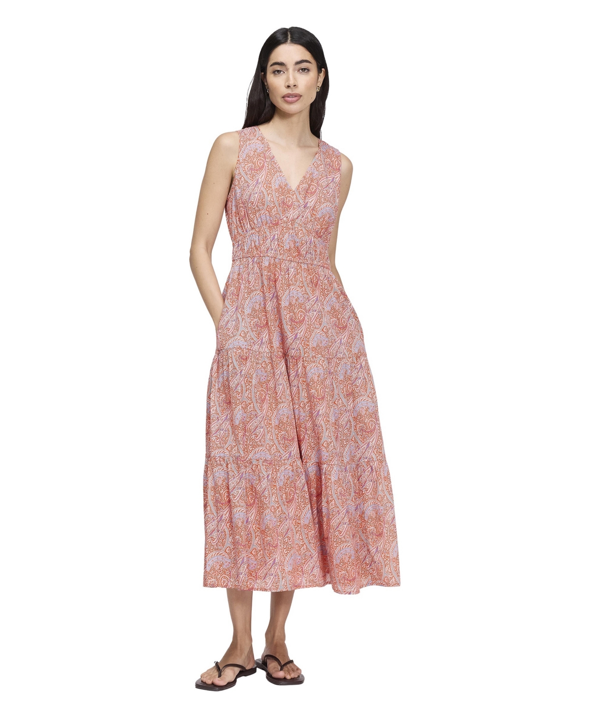 Click here for Finery London Womens Shannon Cotton Tiered Midi Dr... prices