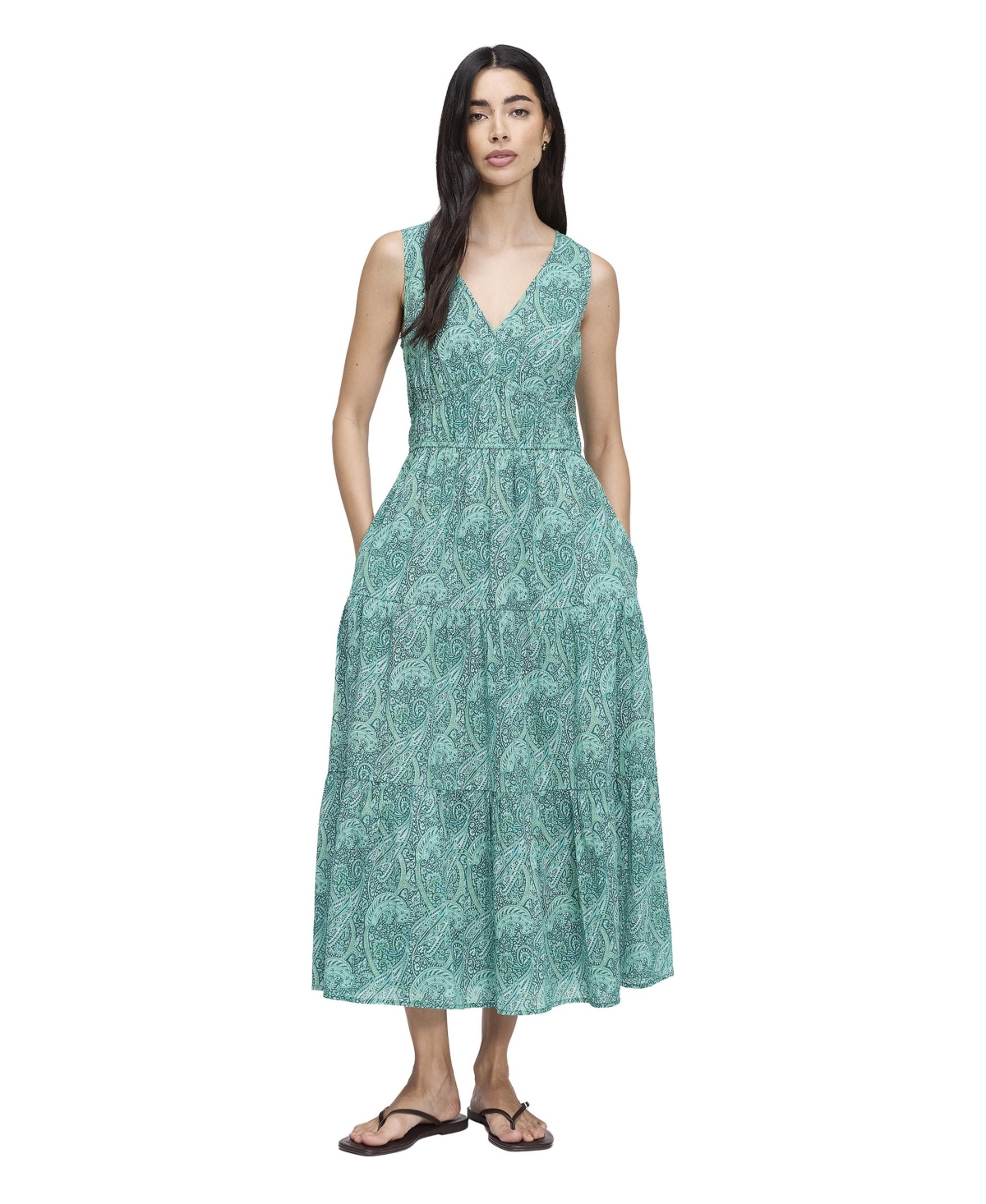Click here for Finery London Womens Shannon Cotton Tiered Midi Dr... prices