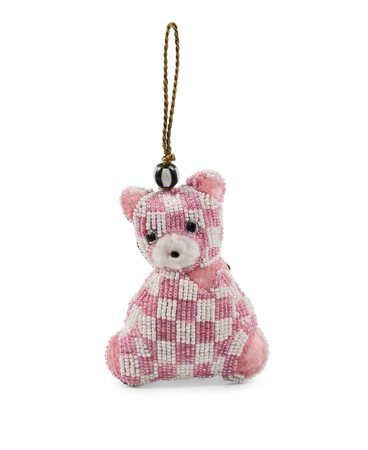 Click here for MacKenzie-Childs Rosy Check Bear Beaded Ornament -... prices