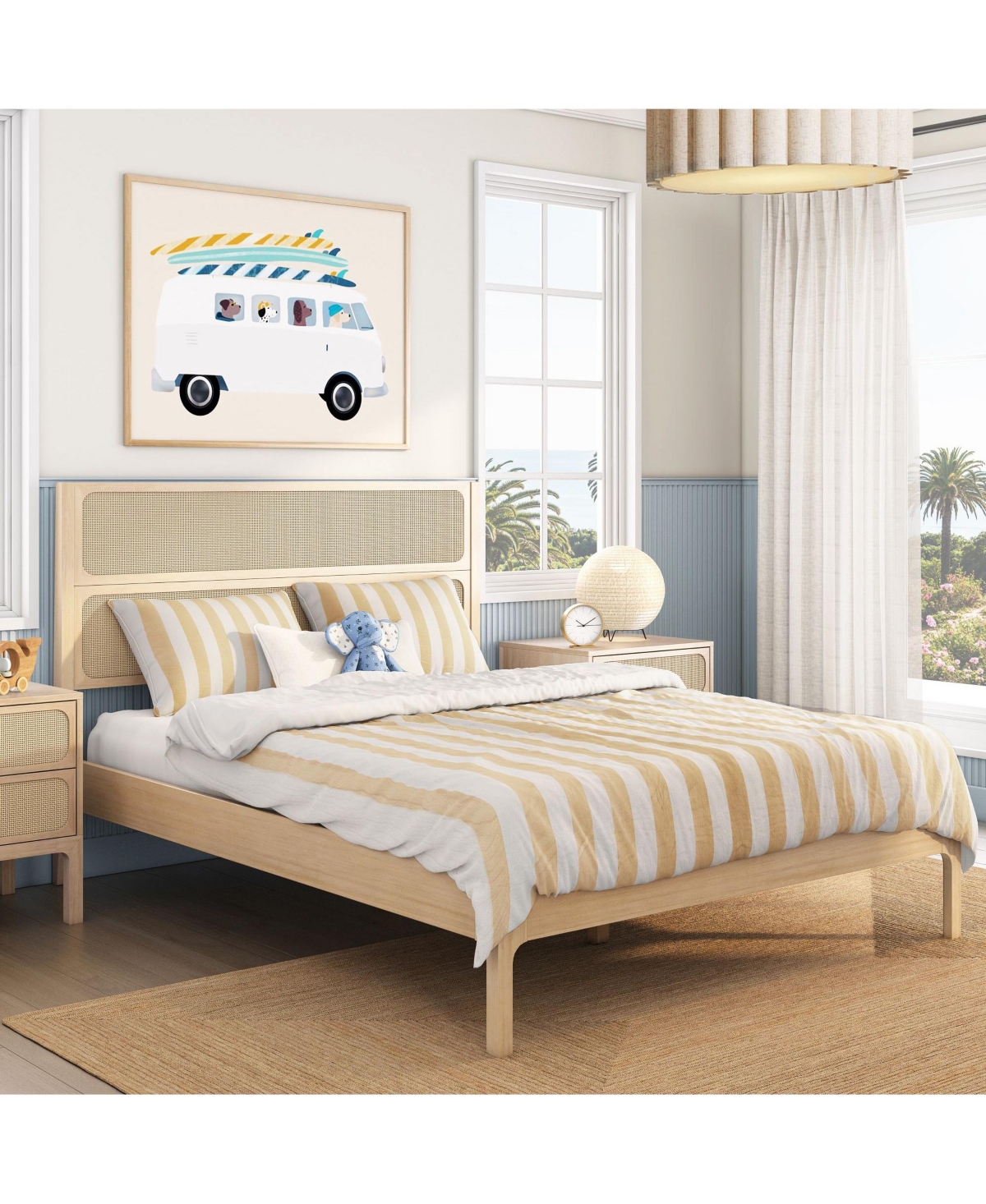 Click here for Max & Lily Elio/Rattan Queen Single Bed - Blonde prices