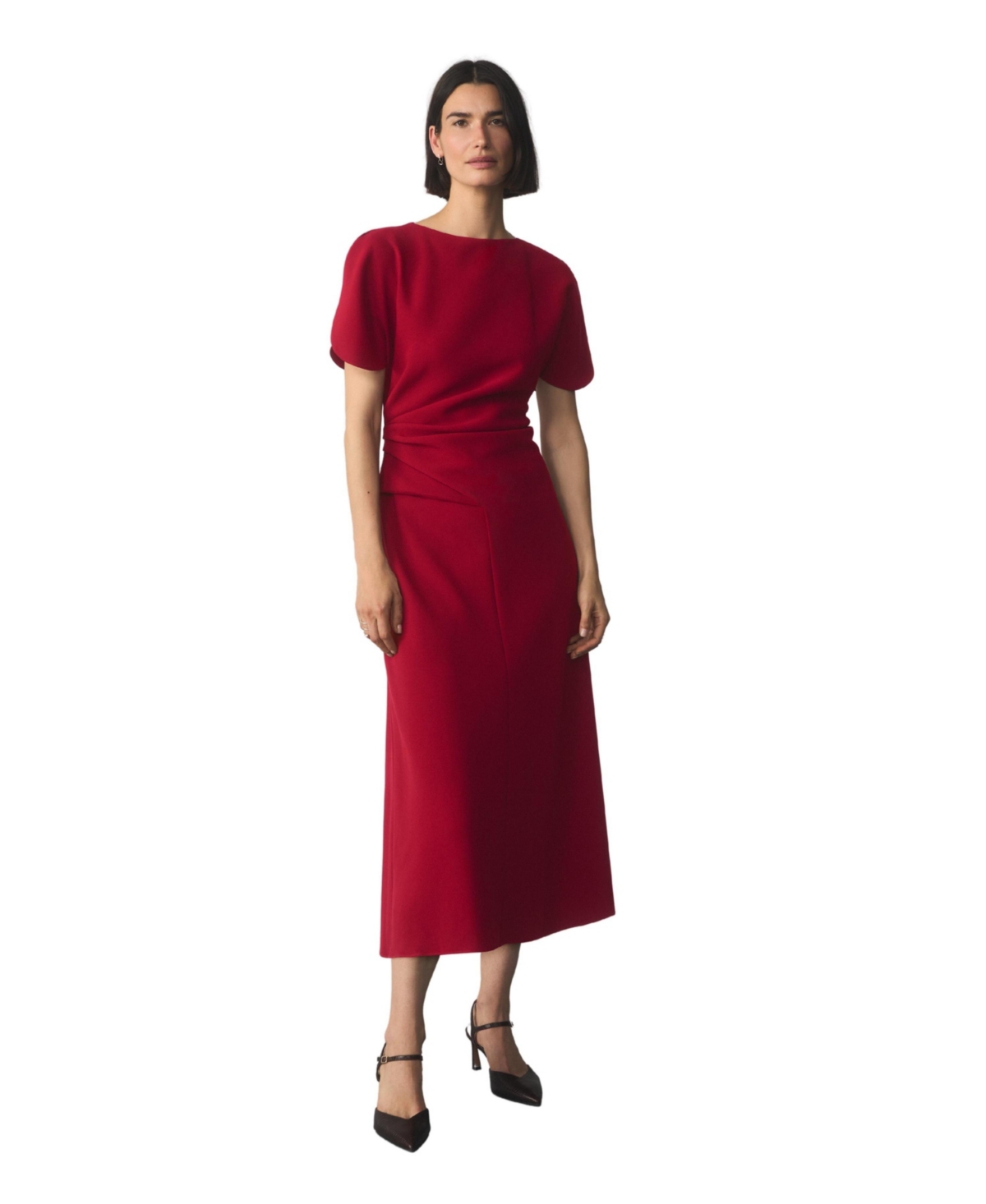 Click here for The Fold Womens Salerno Midi Dress - Red prices