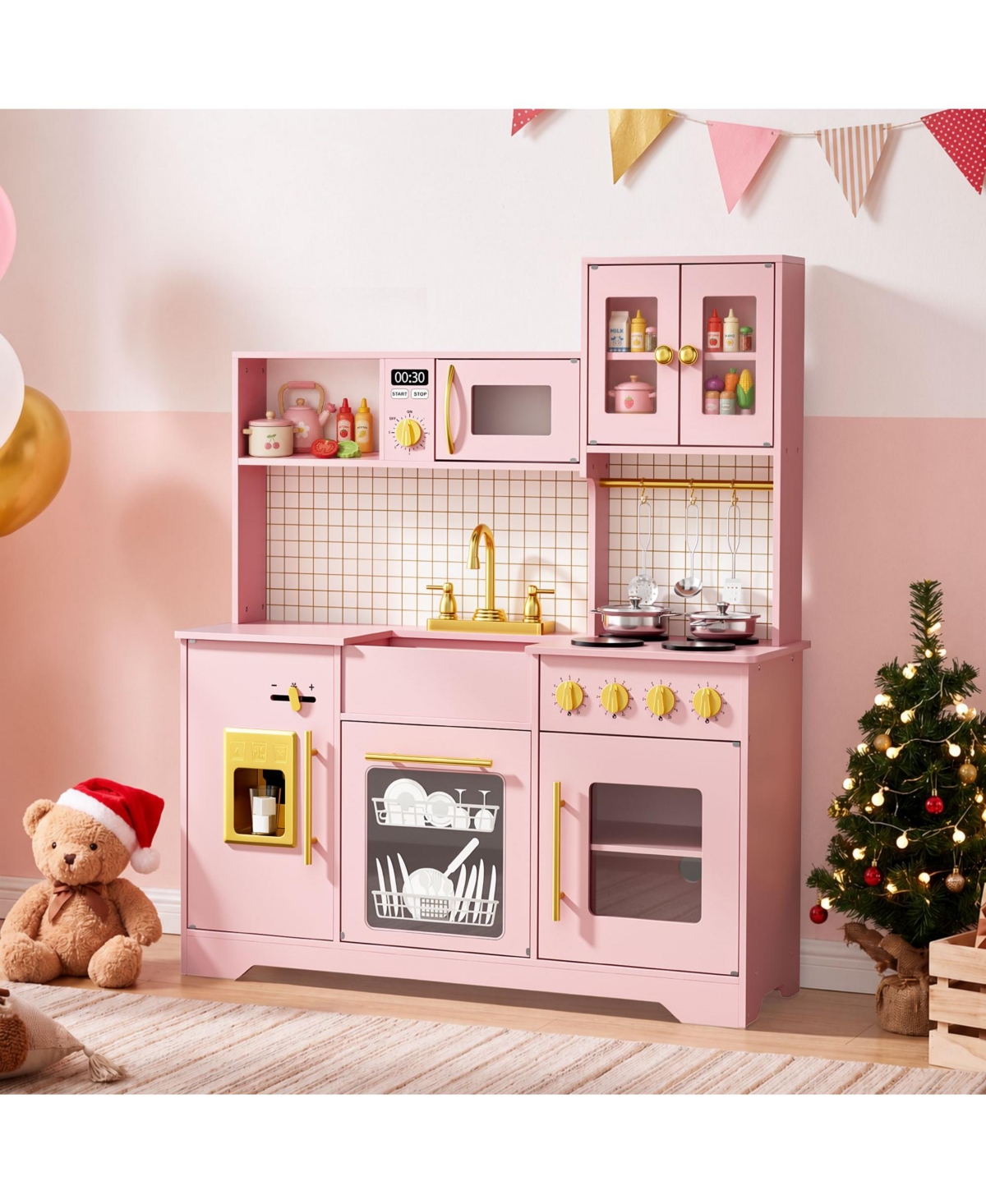 Click here for Kinder King Kids Play Kitchen  Wooden Toy Kitchen... prices
