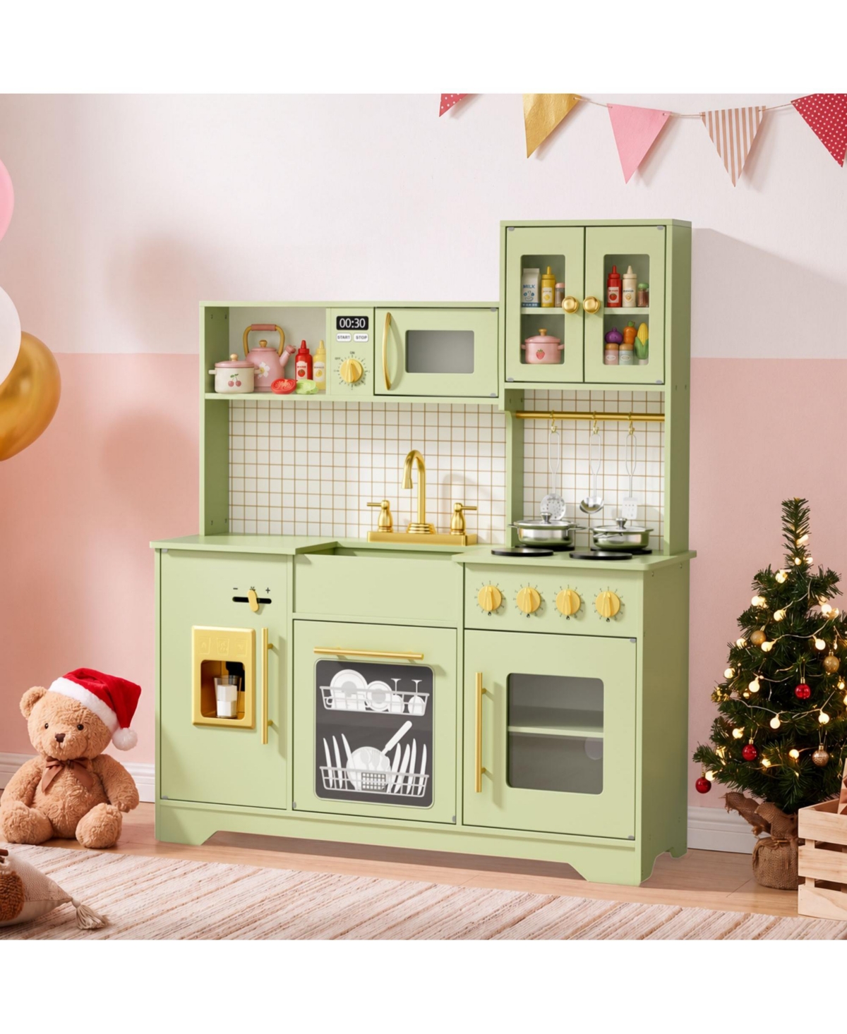 Click here for Kinder King Kids Play Kitchen  Wooden Toy Kitchen... prices