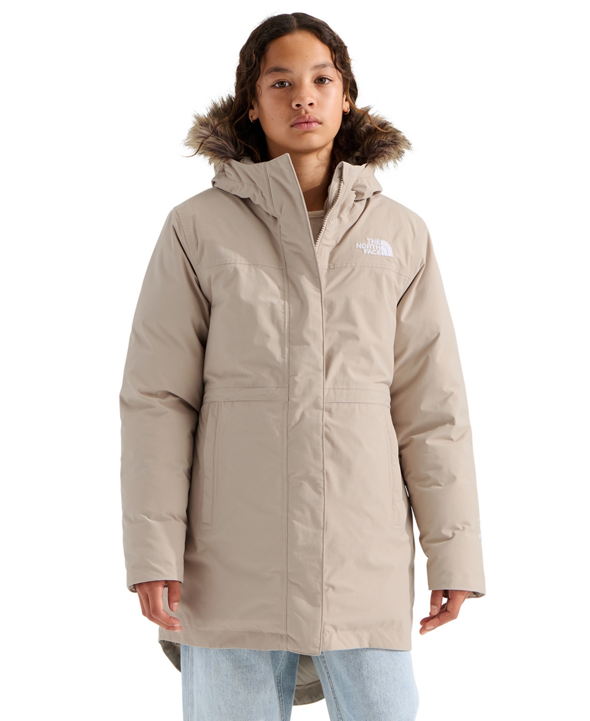 Click here for The North Face Girls 7-18 Hooded Parka Jacket - Ti... prices