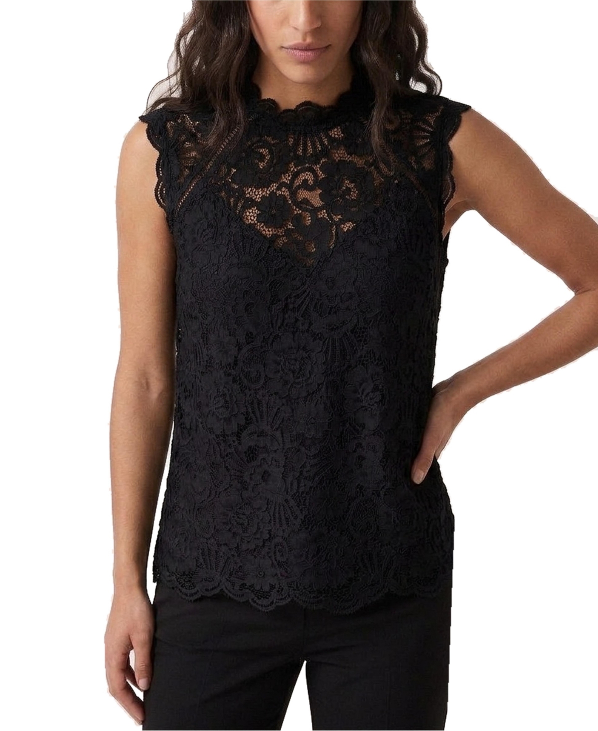 Click here for Jason Wu Womens Floral-Lace Ruffle-Neck Sleeveless... prices