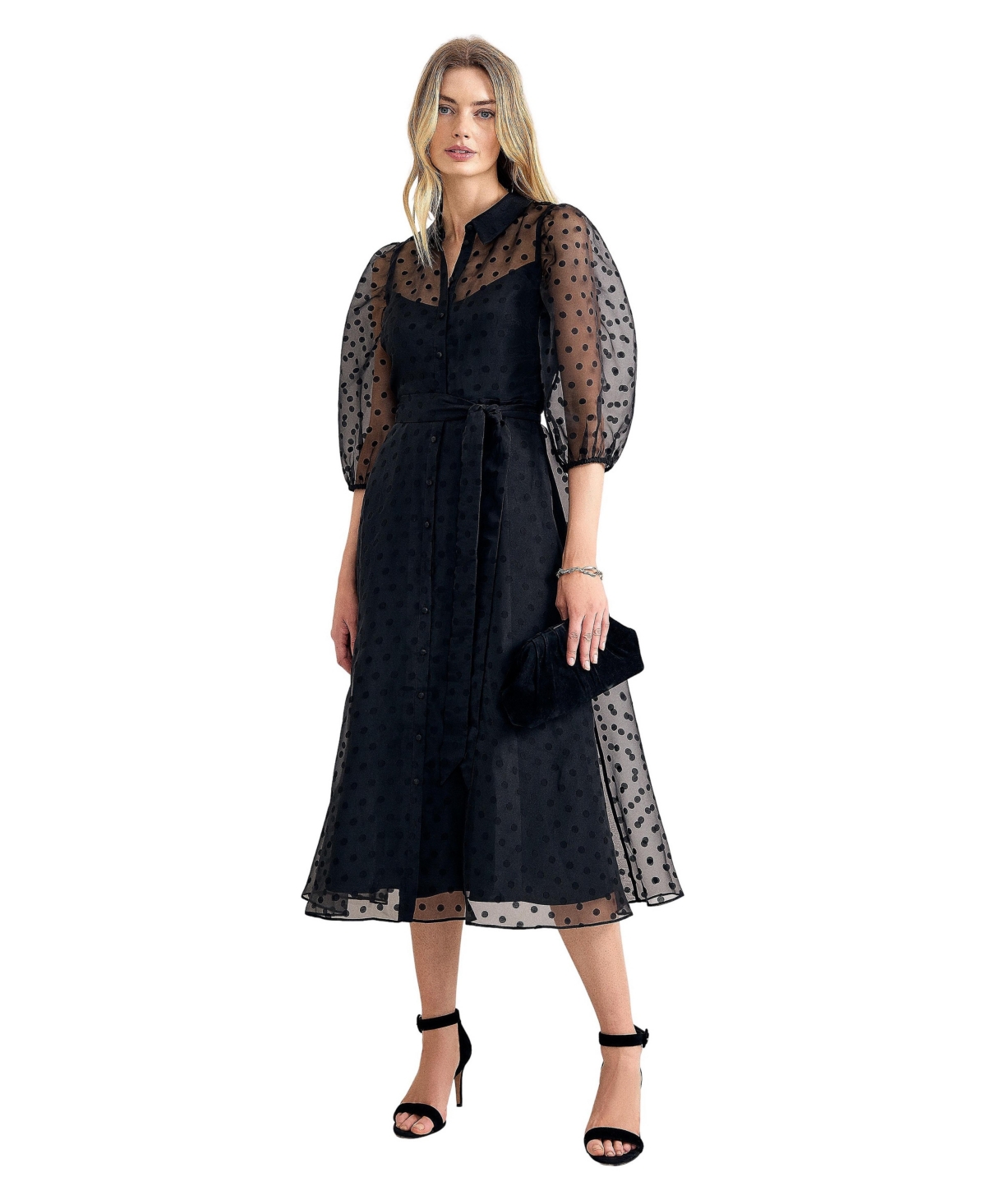 Click here for Phase Eight Womens Agatha Sheer Polka-Dot Belted S... prices